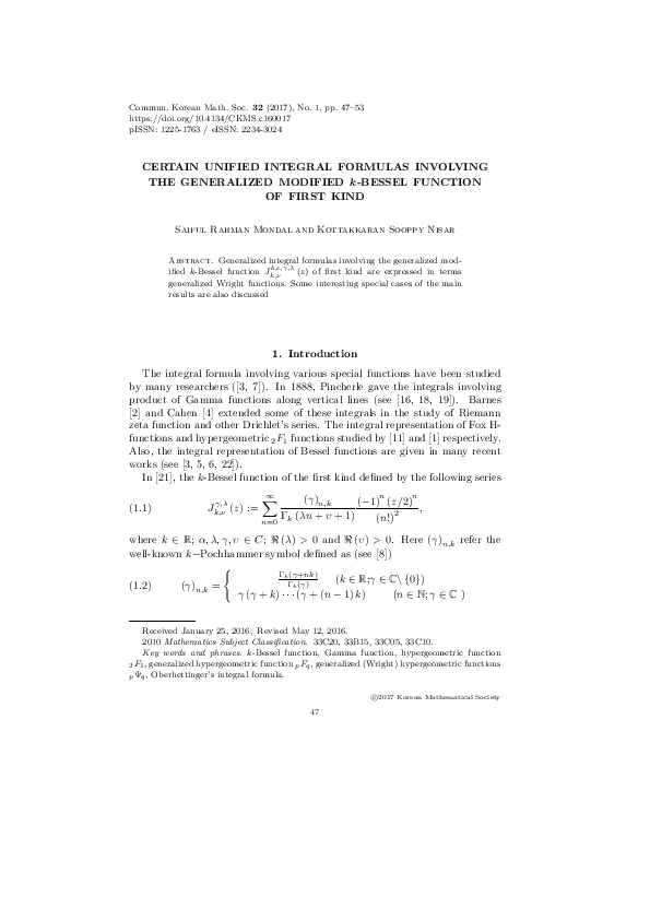 (PDF) CERTAIN UNIFIED INTEGRAL FORMULAS INVOLVING THE GENERALIZED ...