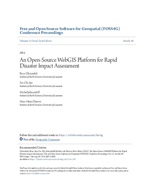 (PDF) An Open-Source WebGIS Platform for Rapid Disaster Impact Assessment | Roya olyazadeh ...