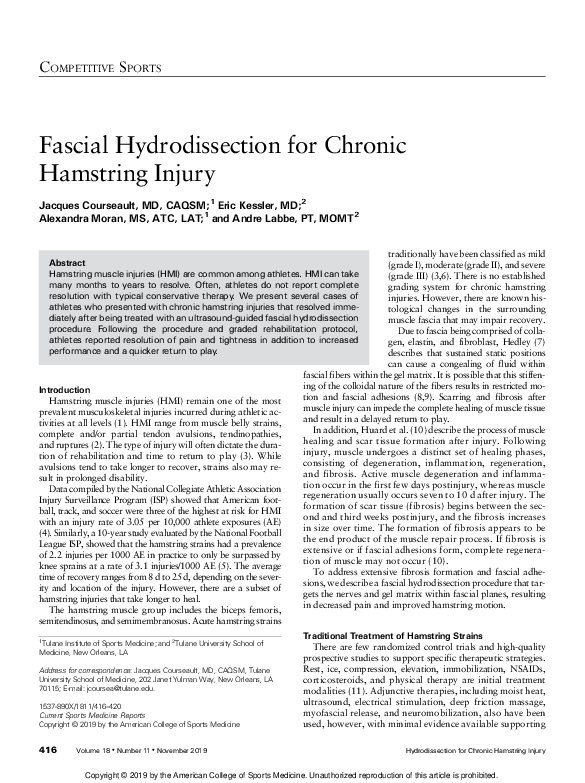 (PDF) Fascial Hydrodissection for Chronic Hamstring Injury