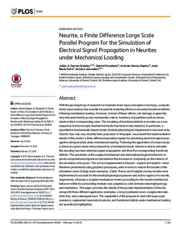 (PDF) Neurite, a Finite Difference Large Scale Parallel Program for the ...