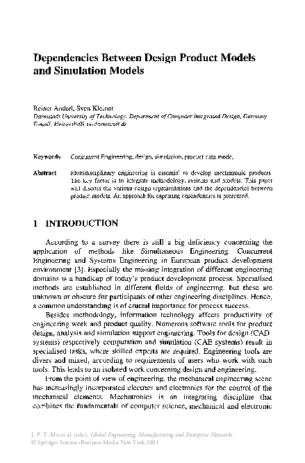 (PDF) Dependencies Between Design Product Models and Simulation Models ...