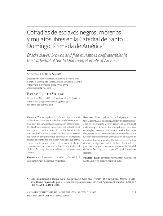 Pdf Cofradías De Esclavos Negros Morenos Y Mulatos Libres En La