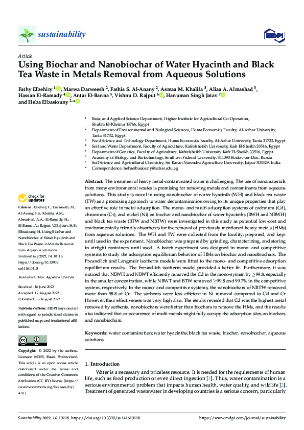 (PDF) Using Biochar and Nanobiochar of Water Hyacinth and Black Tea ...