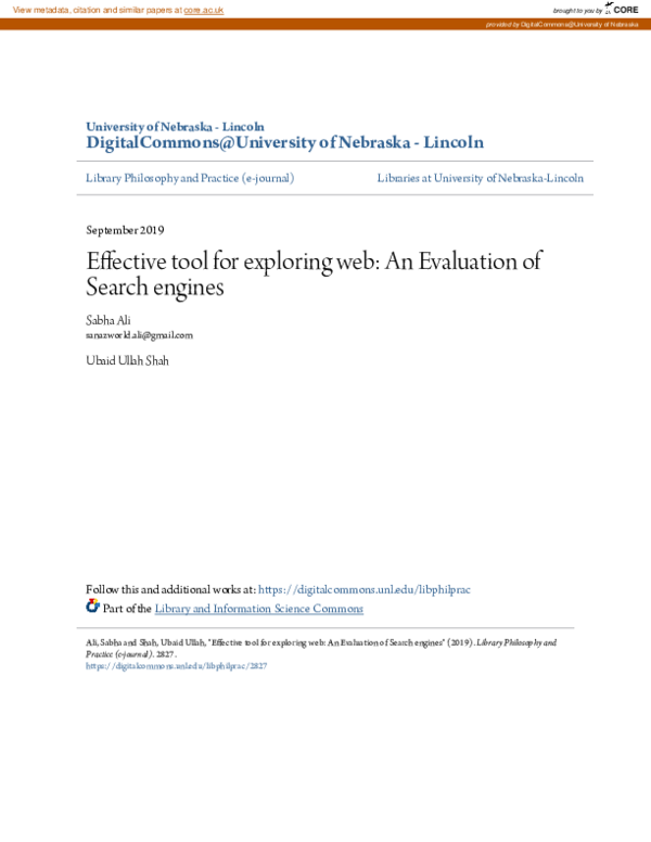 (PDF) Effective Tool for Exploring Web: An Evaluation of Search Engines