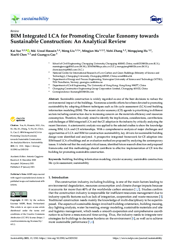(PDF) BIM and LCA: Key Drivers for Sustainable Construction in CE
