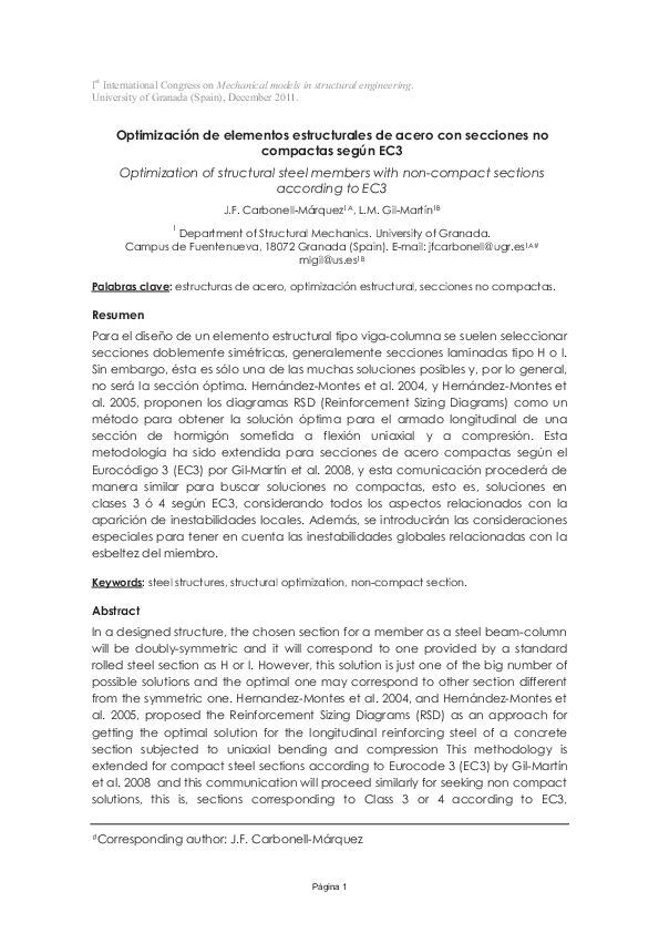 (PDF) Optimización de elementos estructurales de acero con secciones no compactas según EC3