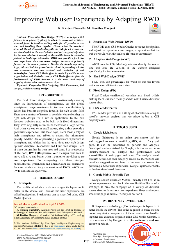 (PDF) Improving Web user Experience by Adapting RWD