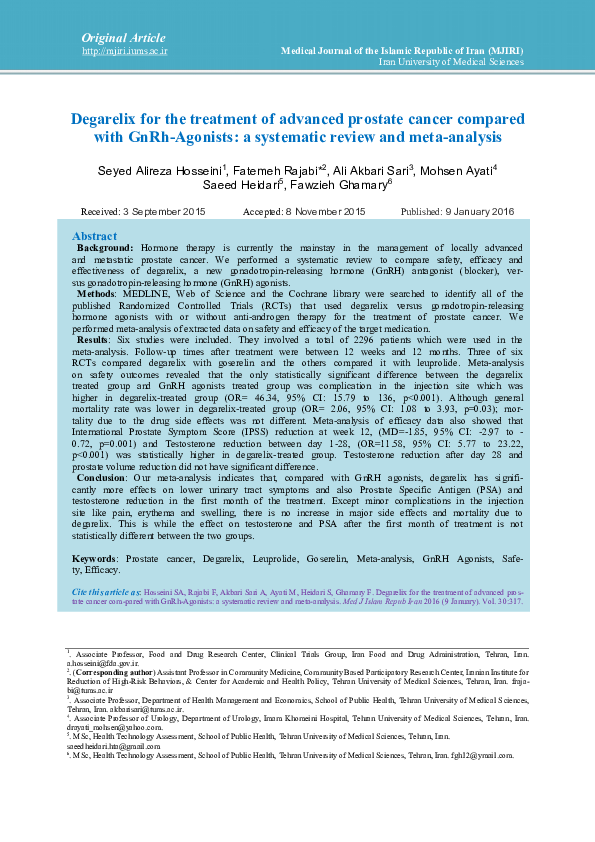 Pdf Degarelix For The Treatment Of Advanced Prostate Cancer Compared