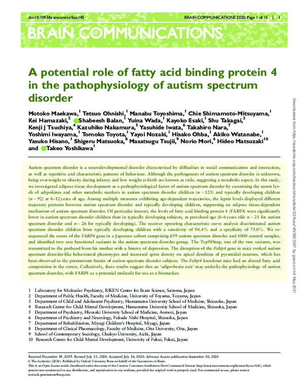 (PDF) A potential role of fatty acid binding protein 4 in the ...