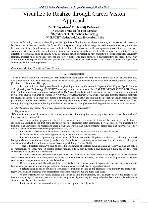 (PDF) Visualize to Realize through Career Vision Approach