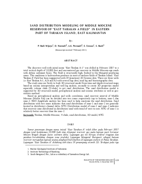 (PDF) Sand Distribution Modeling of Middle Miocene Reservoir of Â€œeast ...