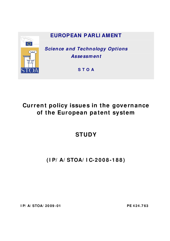 (PDF) Current policy issues in the governance of the European patent system