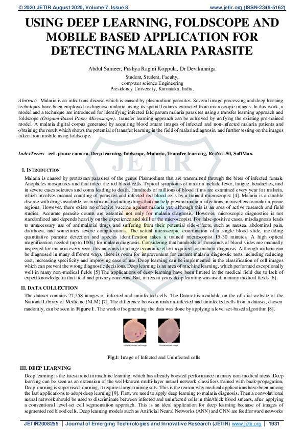 (PDF) Using Deep Learning, Foldscope and Mobile Based Application for ...