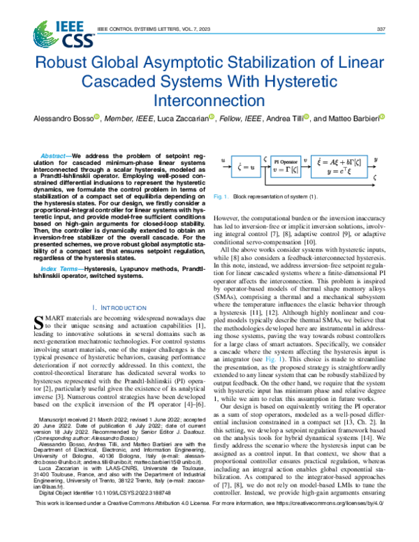 (PDF) Robust Global Asymptotic Stabilization of Linear Cascaded Systems ...