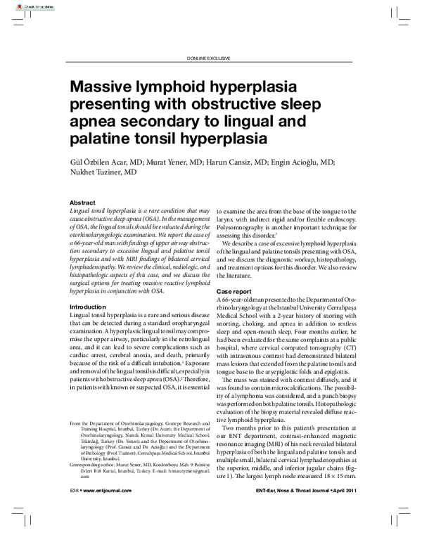 (PDF) Massive Lymphoid Hyperplasia Presenting with Obstructive Sleep ...