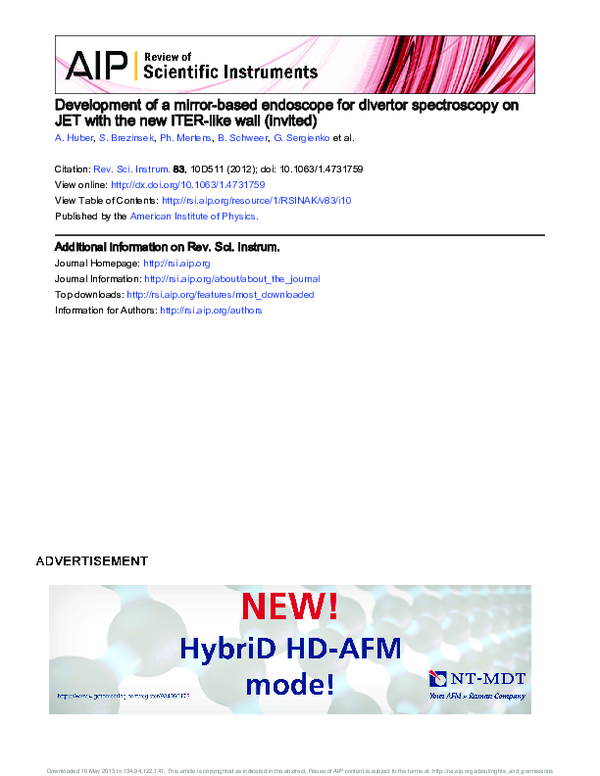 (PDF) Development of a mirror-based endoscope for divertor spectroscopy ...