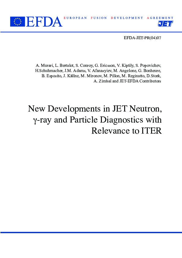 (PDF) New developments in JET neutron, γ-ray and particle diagnostics ...