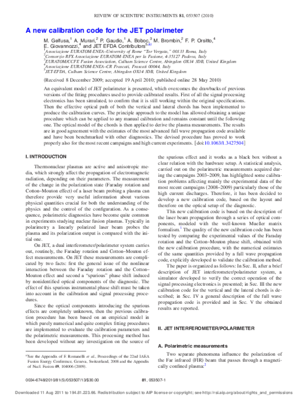 (PDF) A new calibration code for the JET polarimeter