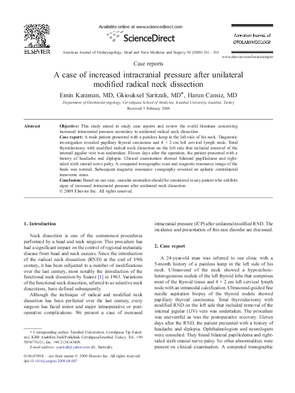 (PDF) A case of increased intracranial pressure after unilateral ...