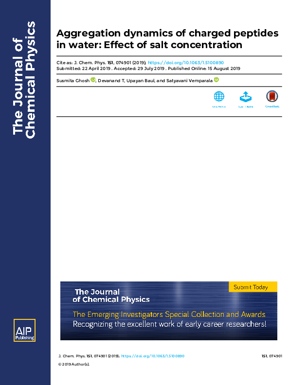 (PDF) Aggregation dynamics of charged peptides in water: Effect of salt ...