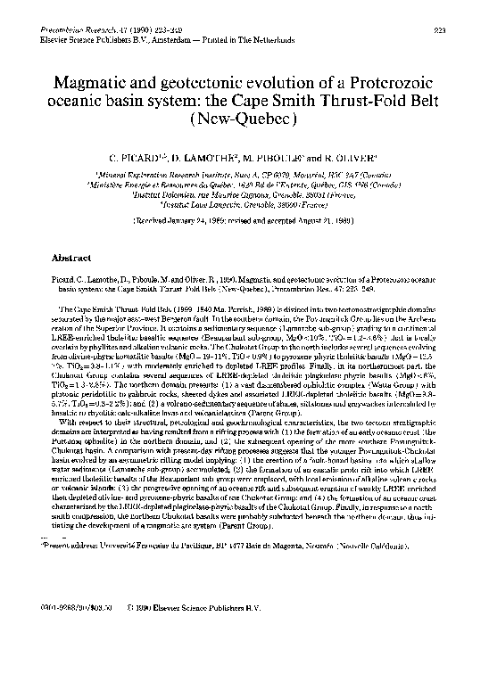 (PDF) Magmatic and geotectonic evolution of a Proterozoic oceanic basin ...