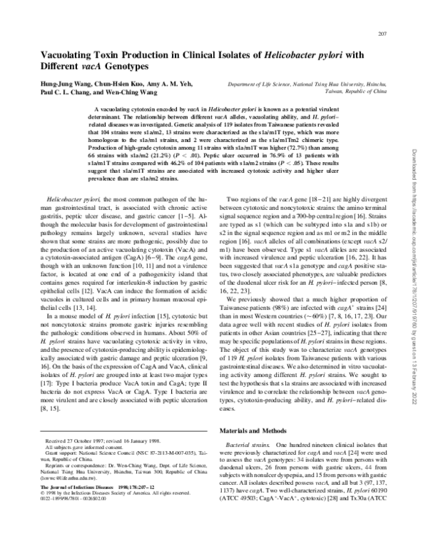 (PDF) Vacuolating Toxin Production in Clinical Isolates of Helicobacter ...