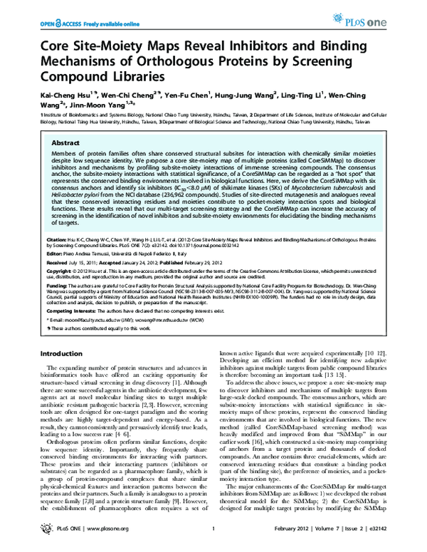 (PDF) Core Site-Moiety Maps Reveal Inhibitors and Binding Mechanisms of ...