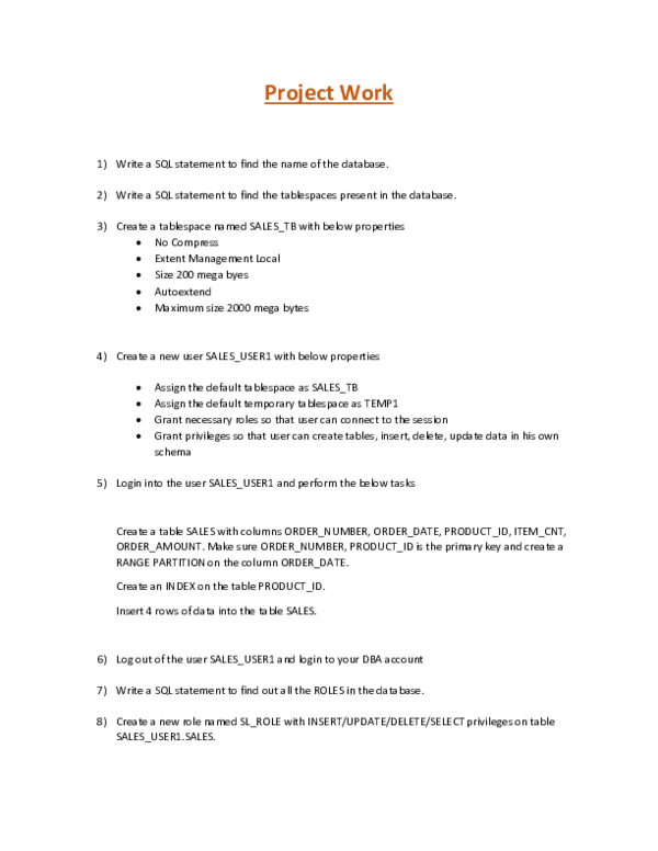 (PDF) DBA Project work for beginner