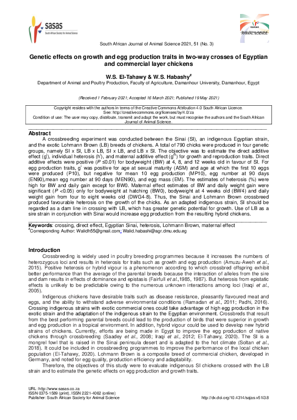 (PDF) Genetic effects on growth and egg production traits in two-way ...