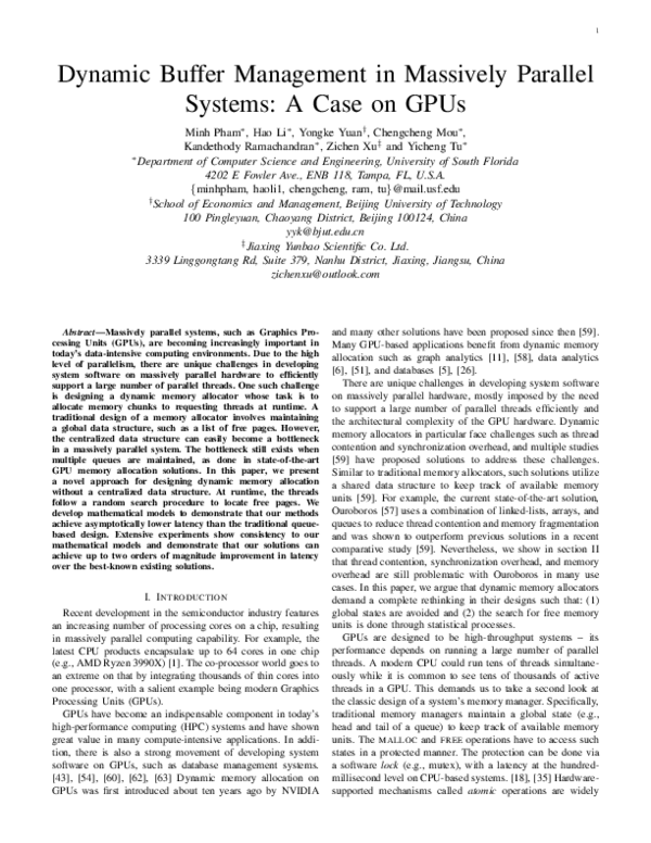 Pdf Dynamic Buffer Management In Massively Parallel Systems A Case 7330