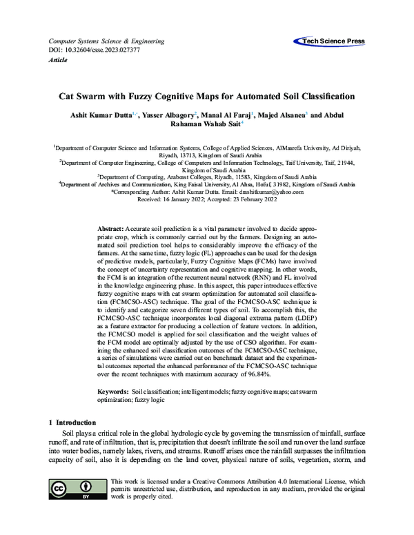 (PDF) Cat Swarm with Fuzzy Cognitive Maps for Automated Soil Classification | Dr. Majed Alsanea ...
