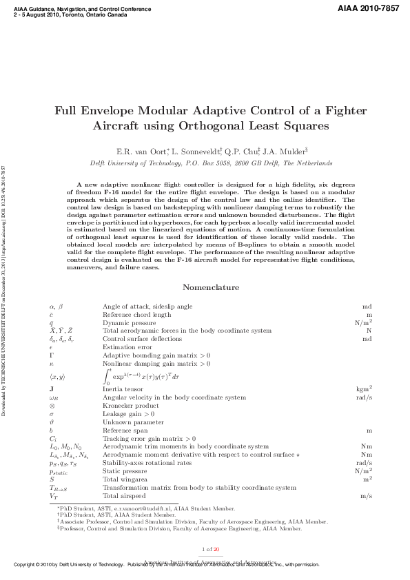 (PDF) Full-Envelope Modular Adaptive Control of a Fighter Aircraft ...