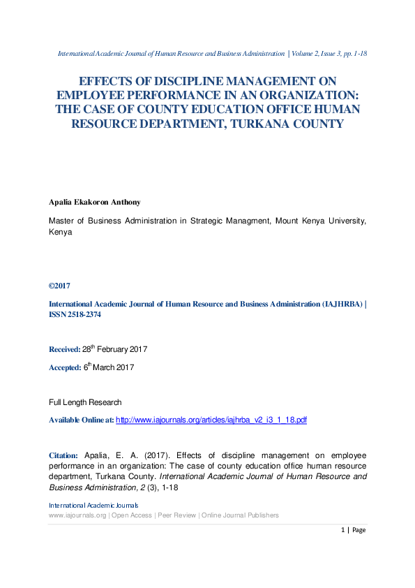 (PDF) To investigate effects of discipline management on employee ...