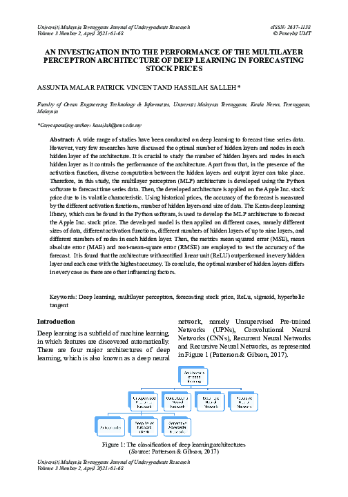 Pdf An Investigation Into The Performance Of The Multilayer Perceptron Architecture Of Deep