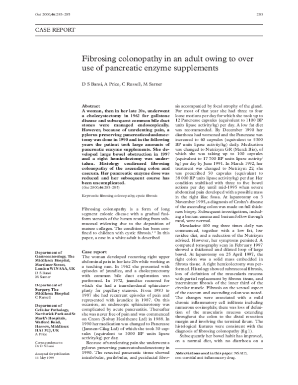 (PDF) Fibrosing colonopathy in an adult owing to over use of pancreatic ...