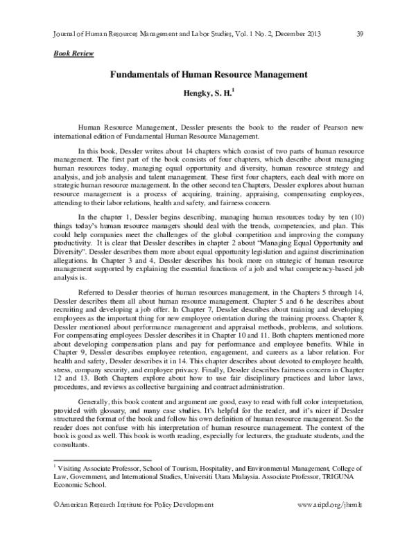(PDF) Fundamentals of human resource management
