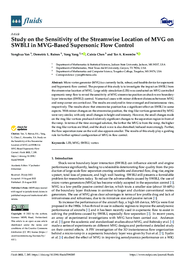 (PDF) Study on the Sensitivity of the Streamwise Location of MVG on ...