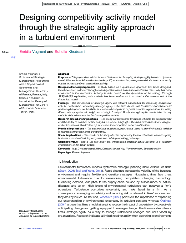 (PDF) Designing competitivity activity model through the strategic ...