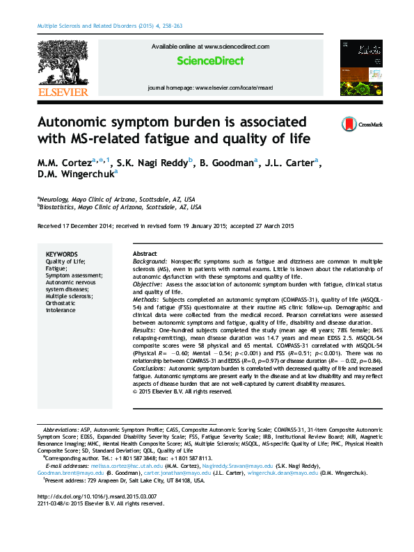 (PDF) Autonomic symptom burden is associated with MS-related fatigue ...