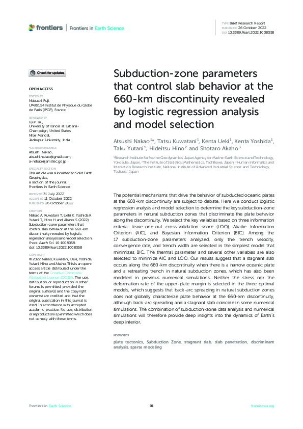 (PDF) Subduction-zone parameters that control slab behavior at the 660-km discontinuity revealed ...