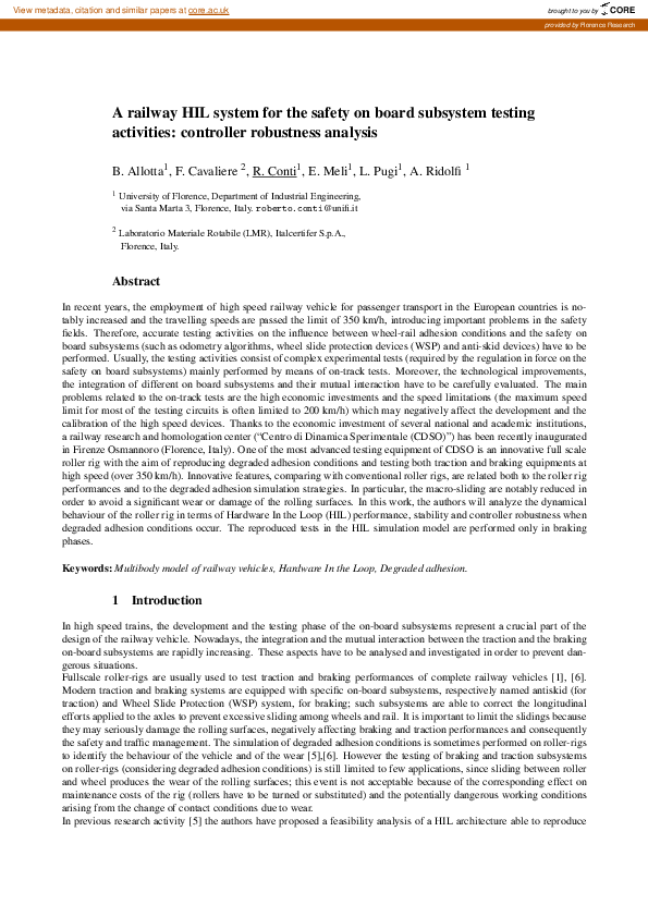 (PDF) A railway HIL system for the safety on board subsystem testing ...