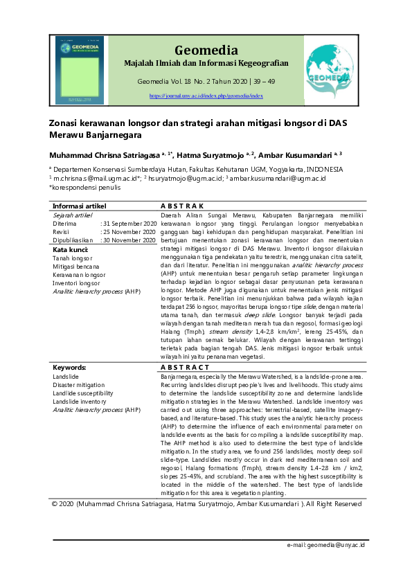 (PDF) Zonasi kerawanan longsor dan strategi arahan mitigasi longsor di ...