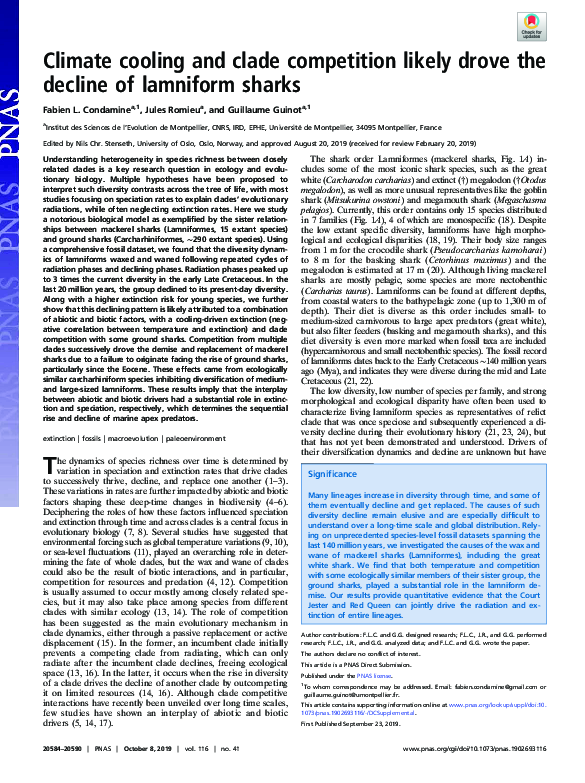 (PDF) Climate cooling and clade competition likely drove the decline of ...