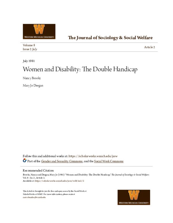 (PDF) Women and Disability: The Double Handicap