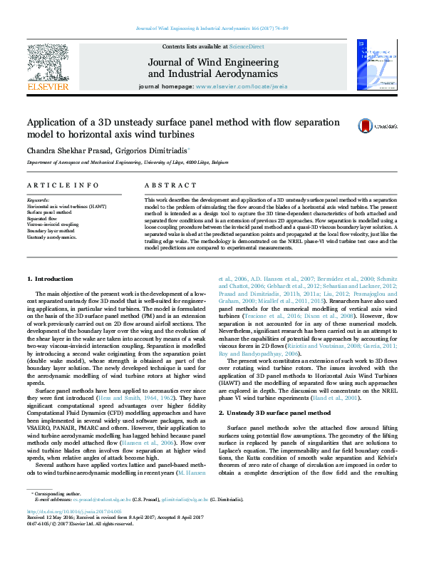 (PDF) Application of a 3D unsteady surface panel method with flow separation model to horizontal ...