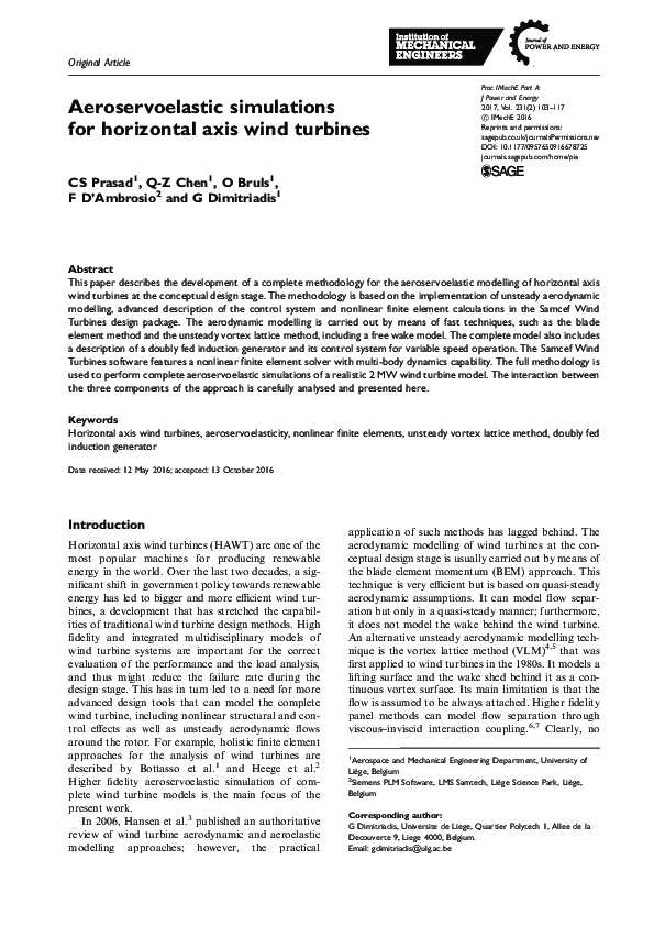 (PDF) Aeroservoelastic simulations for horizontal axis wind turbines