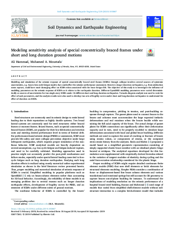 (PDF) Modeling sensitivity analysis of special concentrically braced frames under short and long ...