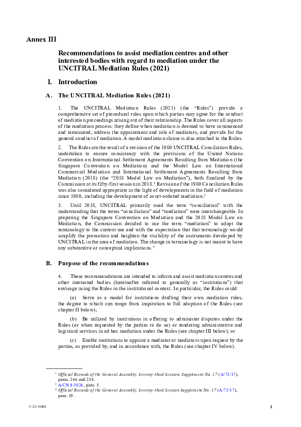 (PDF) Annex III Recommendations to assist mediation centres and other interested bodies with ...