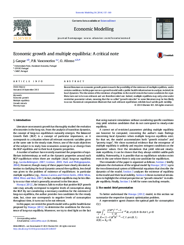 (PDF) Economic growth and multiple equilibria: A critical note | Oscar ...