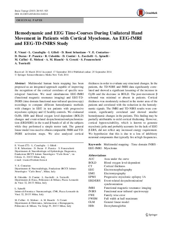 (PDF) Hemodynamic and EEG Time-Courses During Unilateral Hand Movement ...